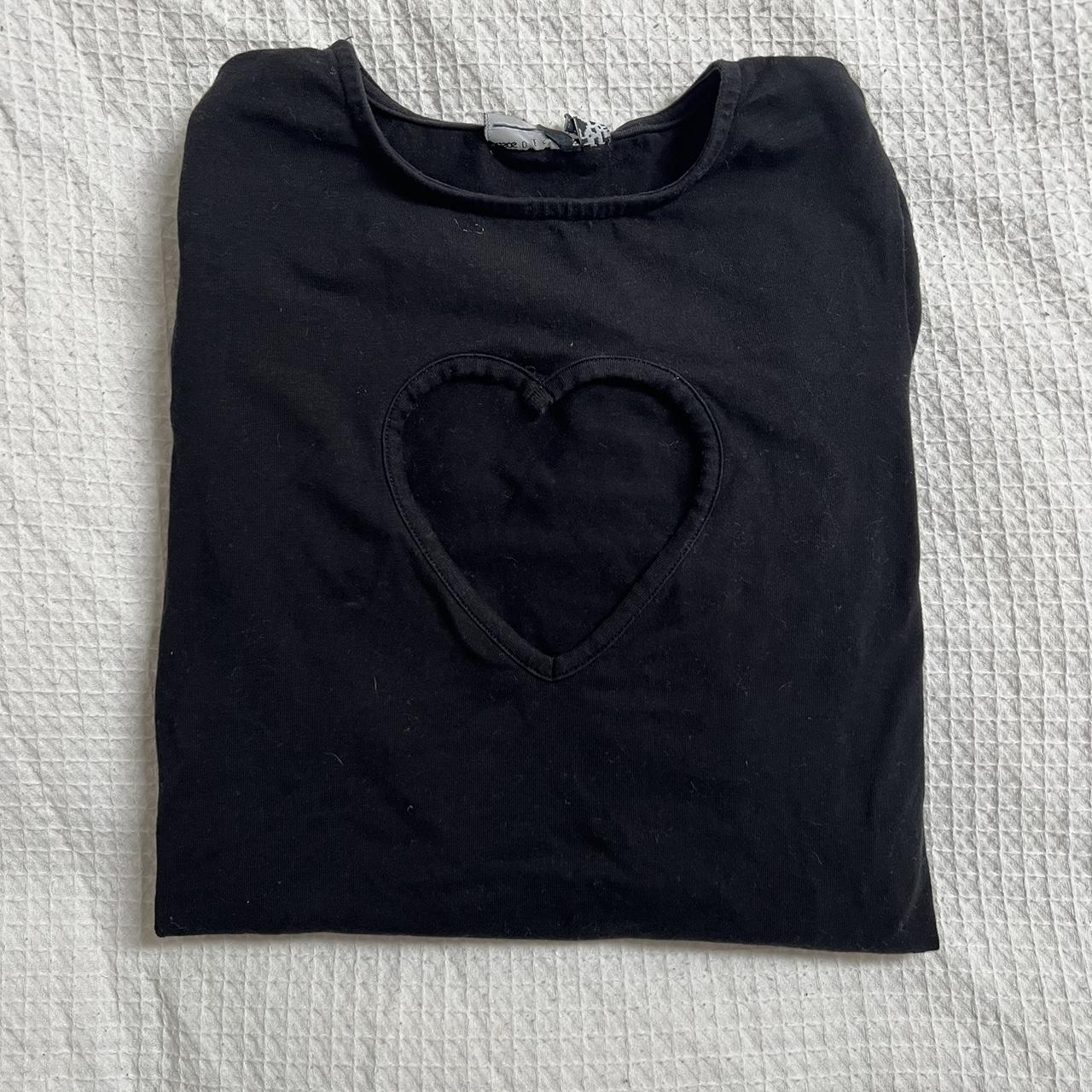 ASOS BLACK CUT OUT HEART TOP - Depop