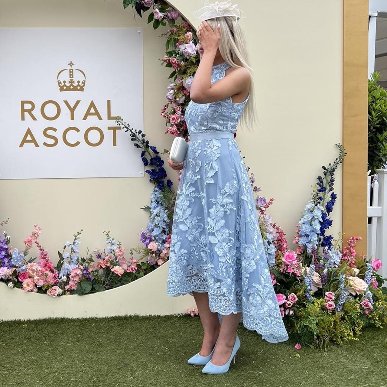 Blue lace midi/maxi dress by Quiz In perfect... - Depop