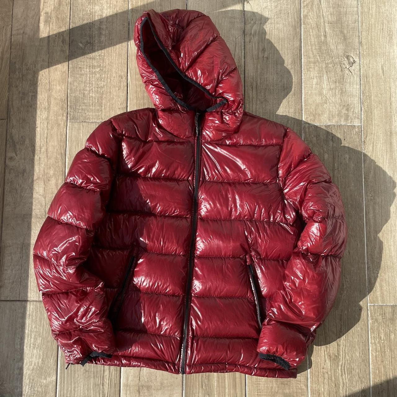 Mango red shiny puffer jacket size medium - Depop