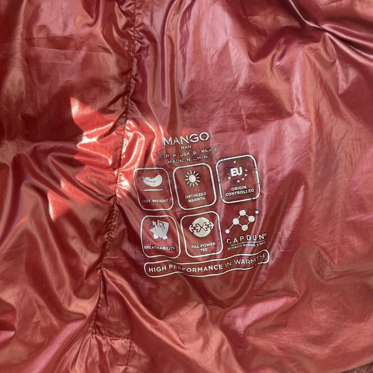Mango red shiny puffer jacket size medium - Depop