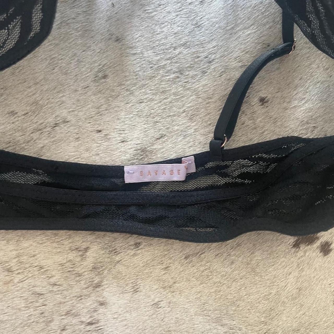 Savage X Fenty black lace cami key hole bra bralet... - Depop