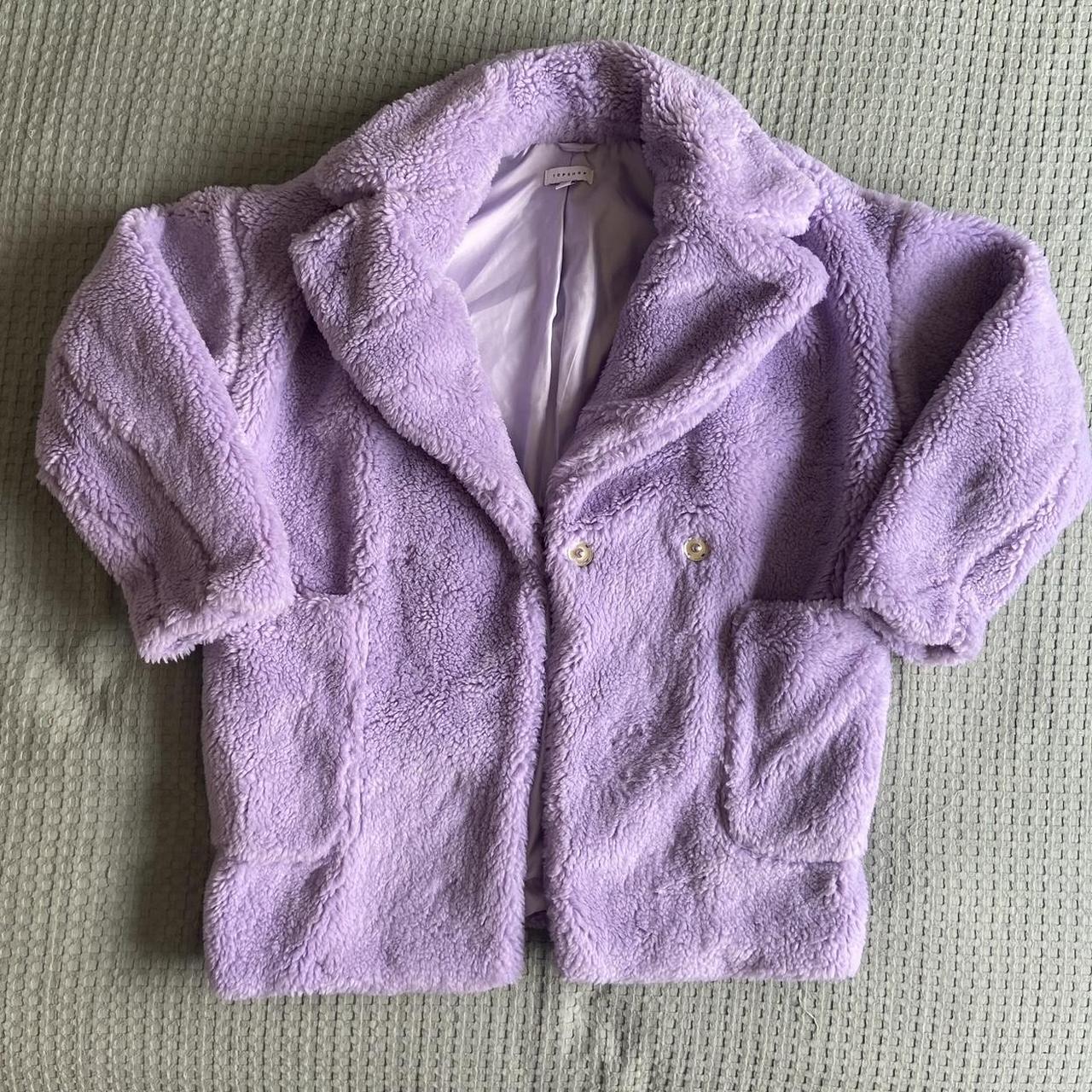 Topshop Lilac Teddy Coat 📏 Length from shoulder... - Depop