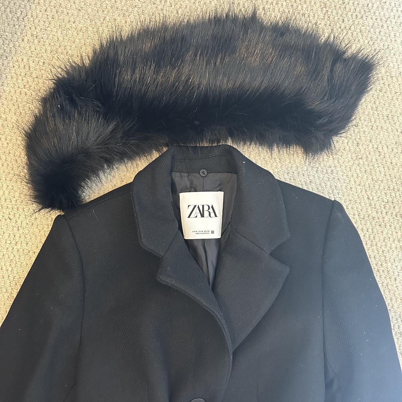 Zara black wool coat with belt. Size M. Ladies. RRP... - Depop
