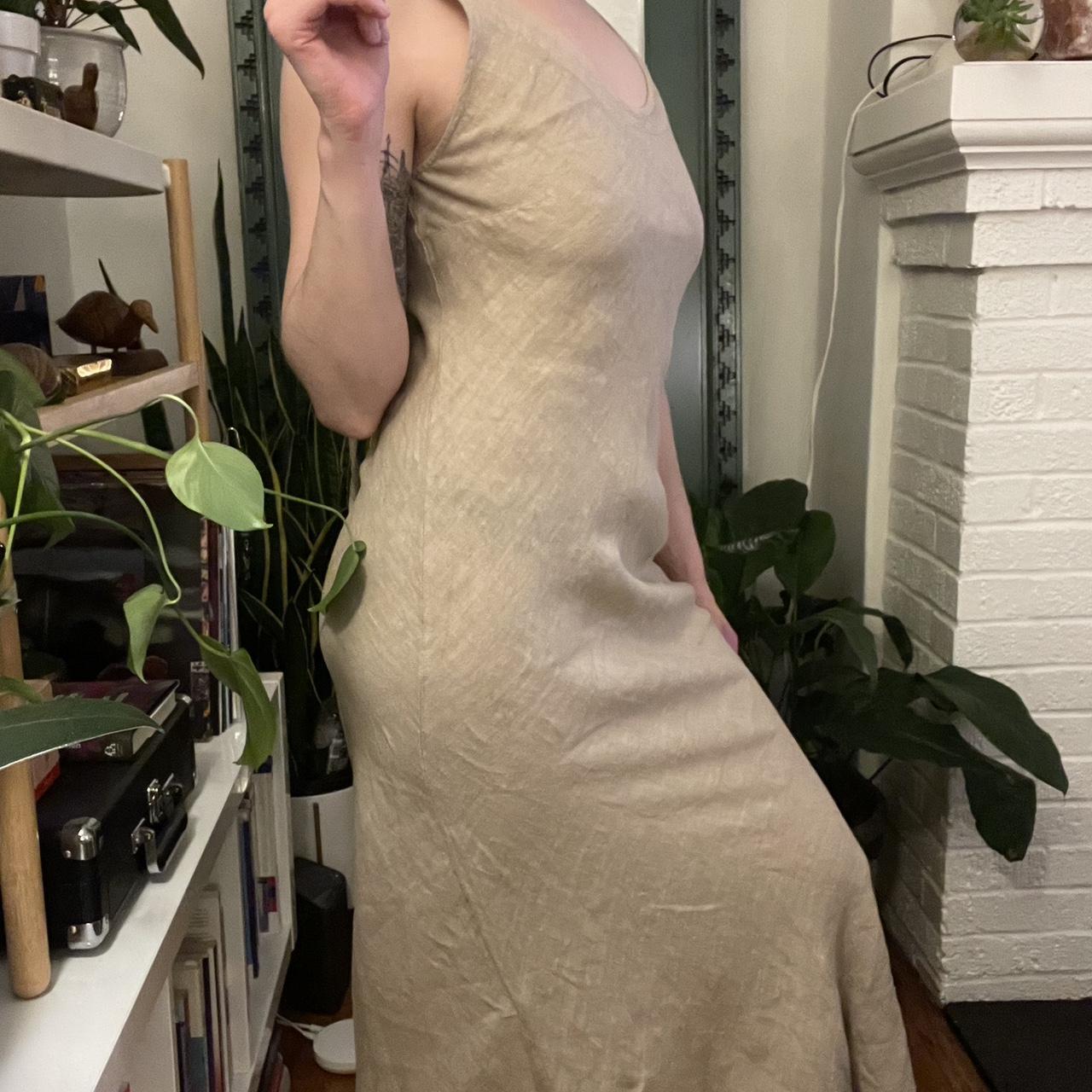 Lavinia Temple made in Italy tan/khaki linen dress... - Depop