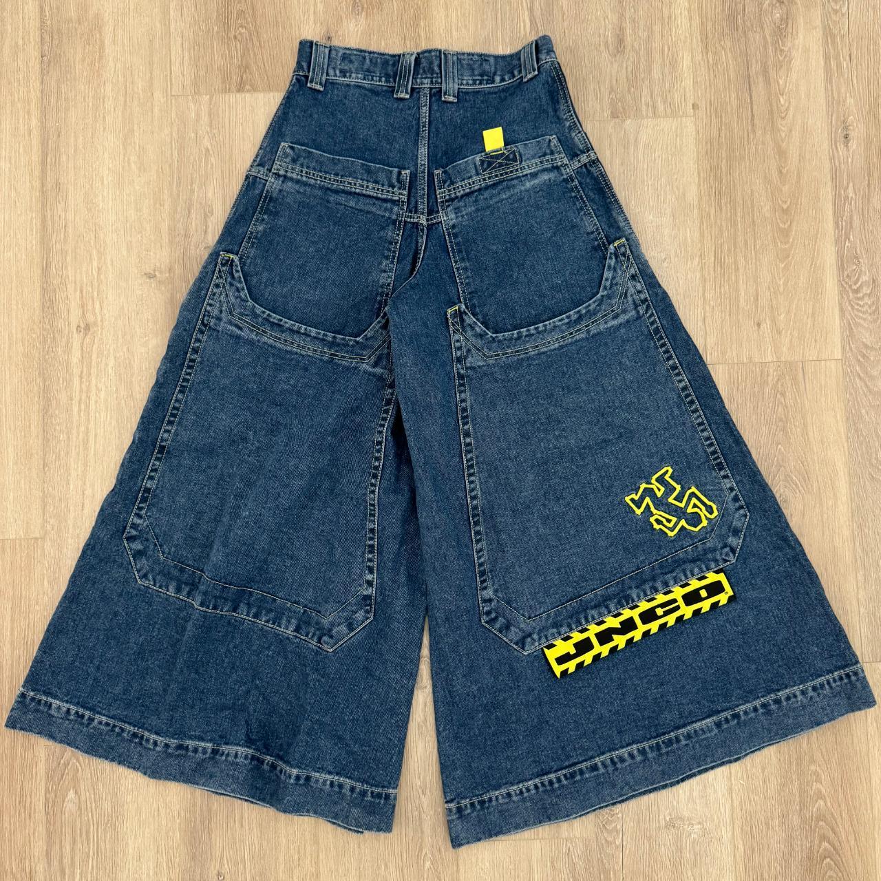 Y2K JNCO jeans crime scene big pocket embroidered... - Depop