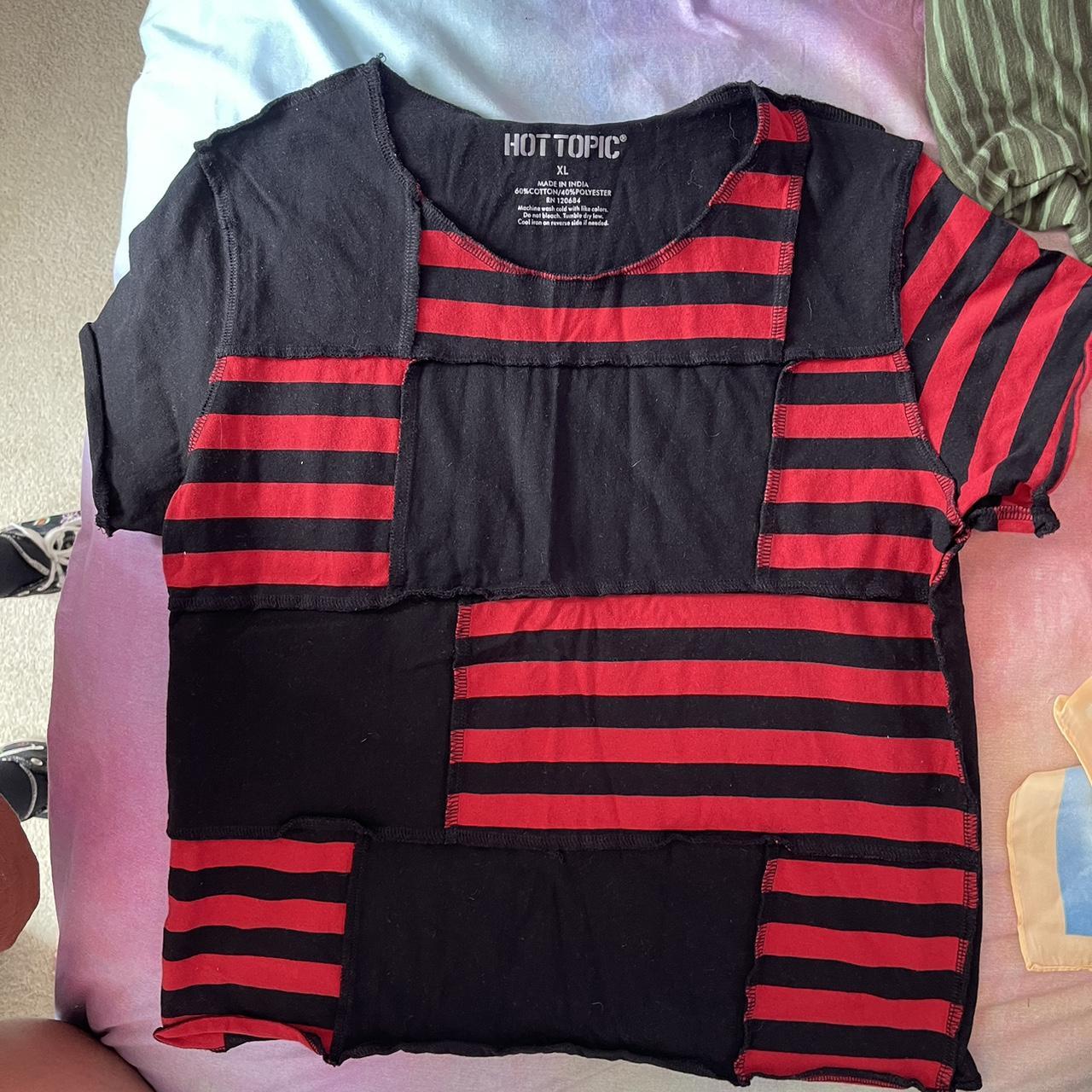 Hot Topic red and black fitted top. Never worn.... - Depop