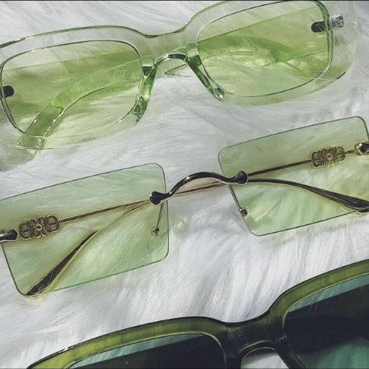 🍀 Transparent rectangle frame sunglasses y2k... - Depop