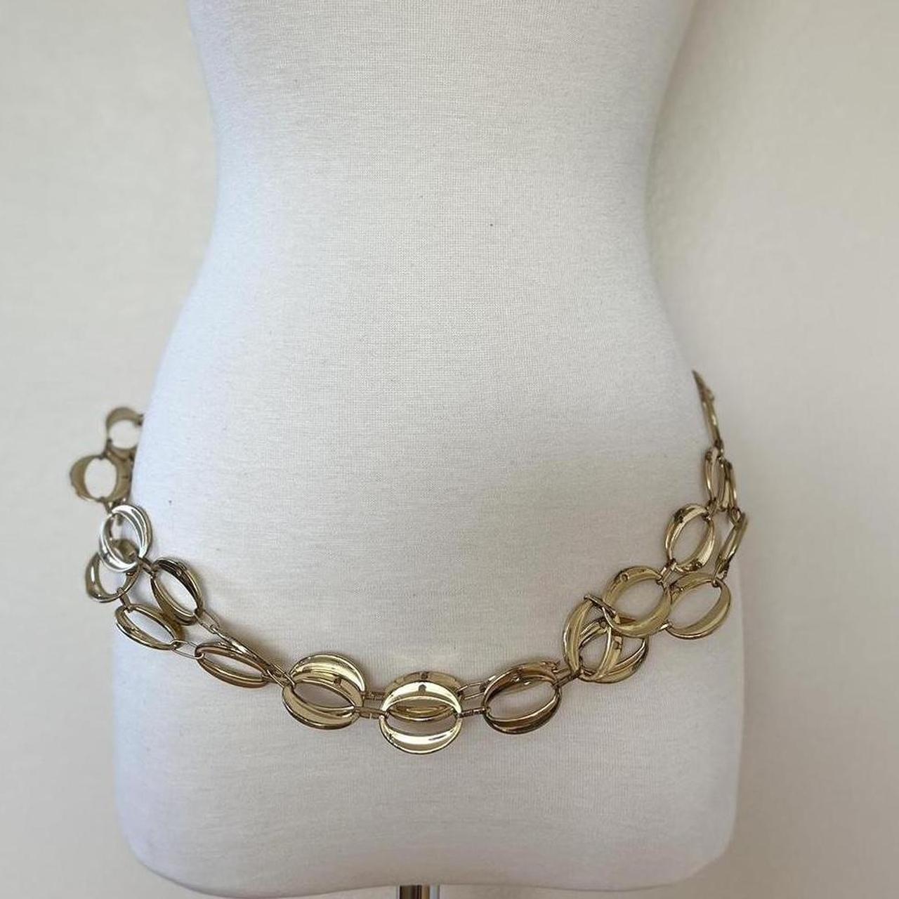 vintage chain belt gold double banded link belt... | Depop