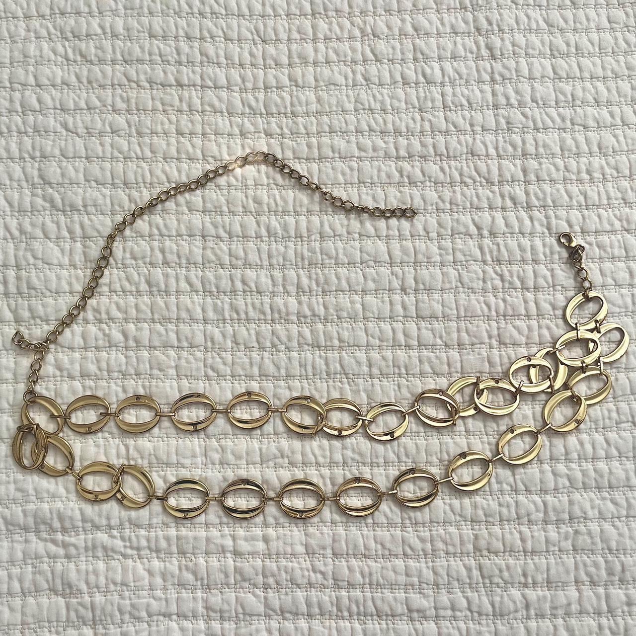 vintage chain belt gold double banded link belt... | Depop