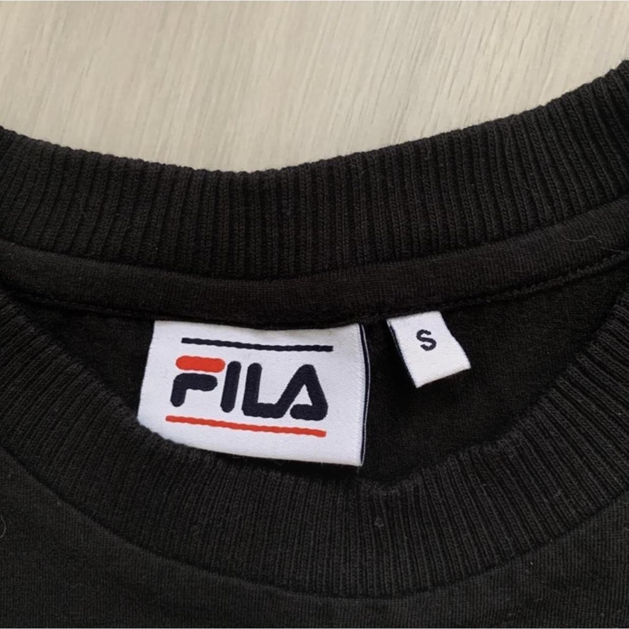 Small fila reflective black crop t-shirt/top. Small... - Depop