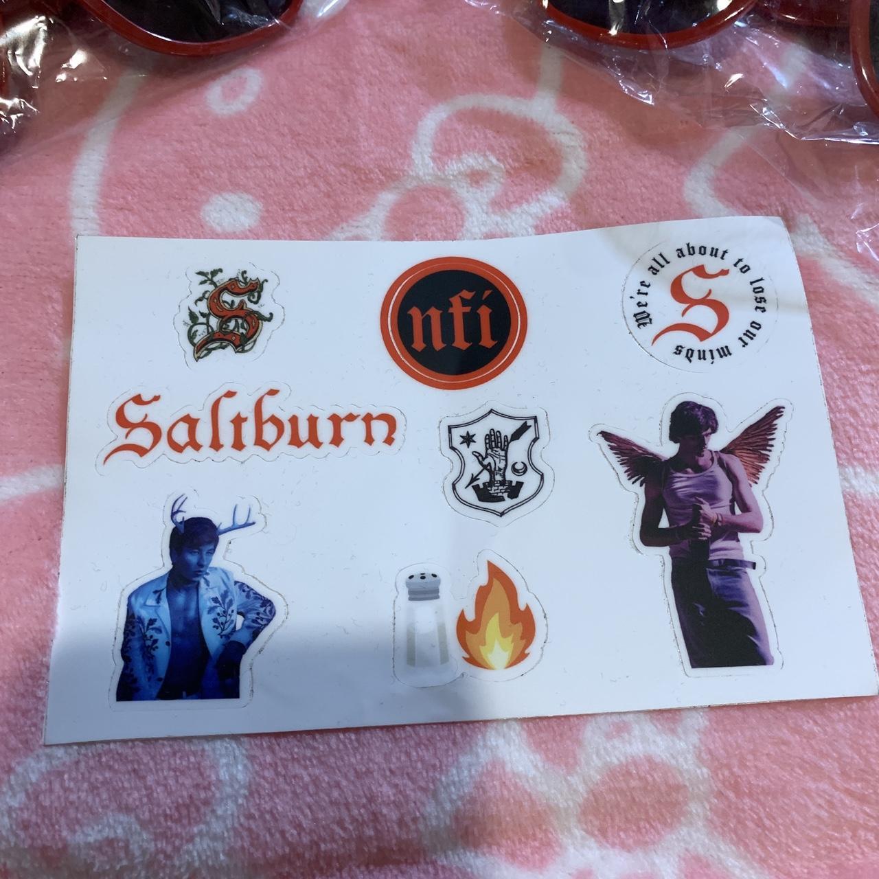 Saltburn stickers & red glasses. These are from the... - Depop