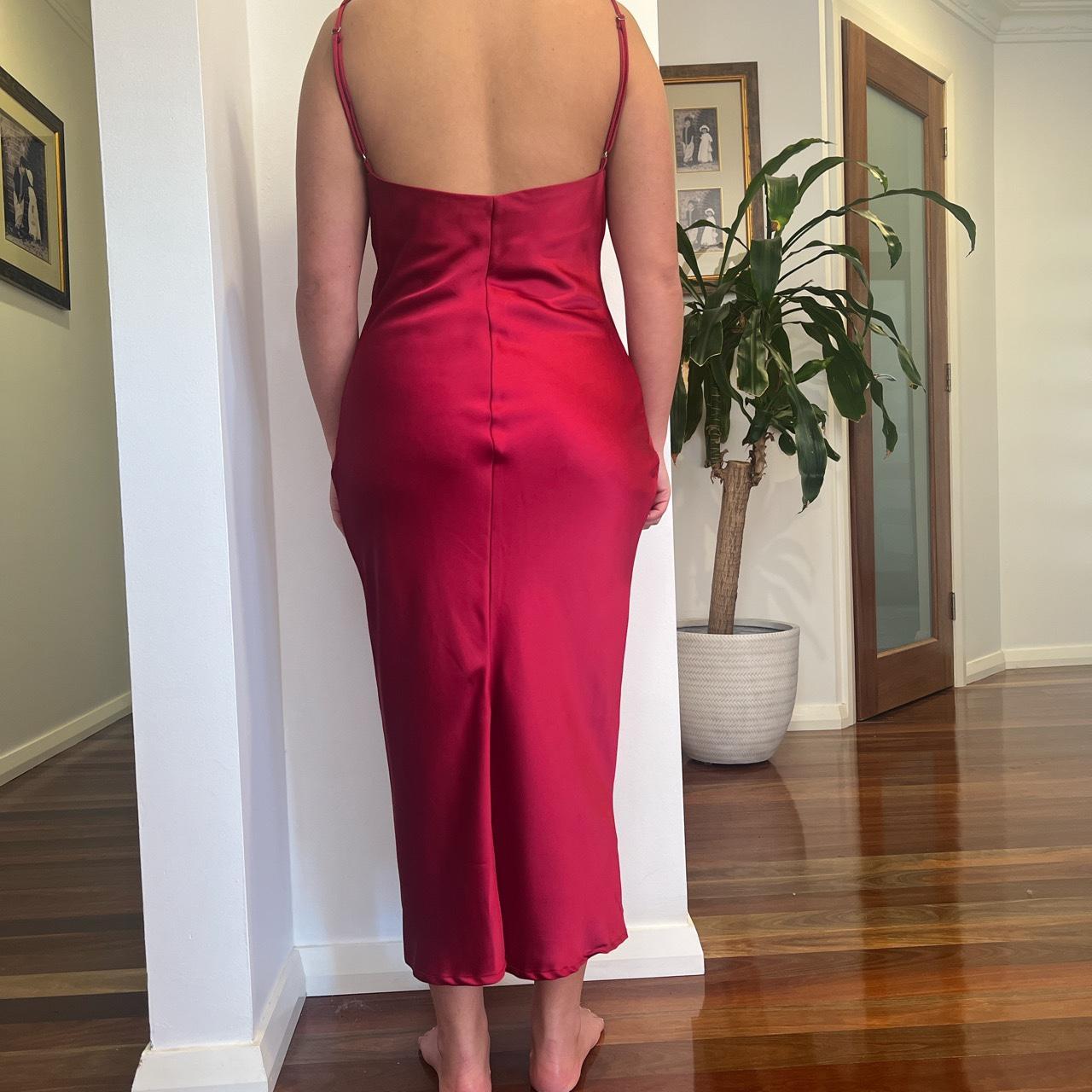 Red silk slip dress Worn a few times, has a pull... - Depop