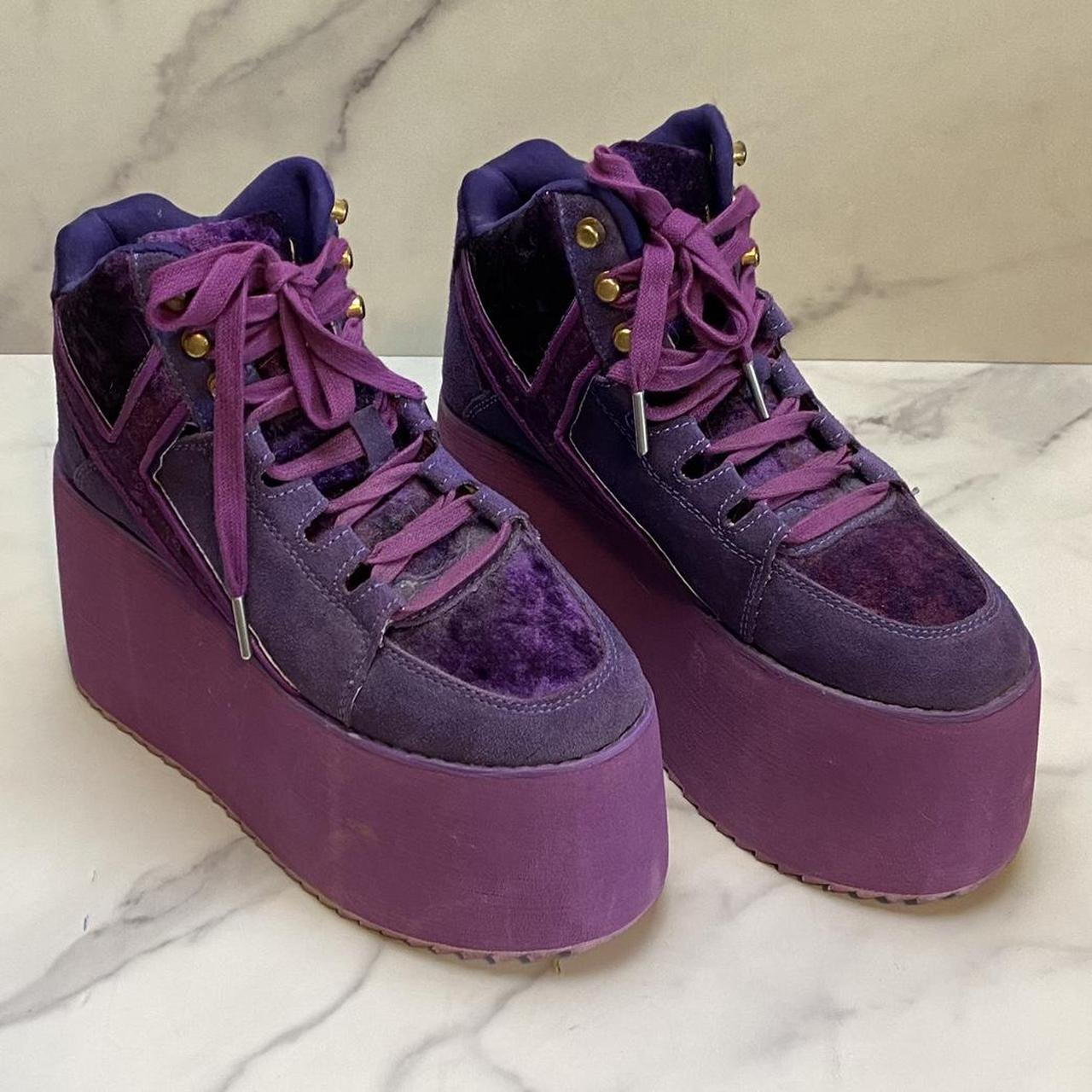 Really fun playful purple platform boots in a size... - Depop