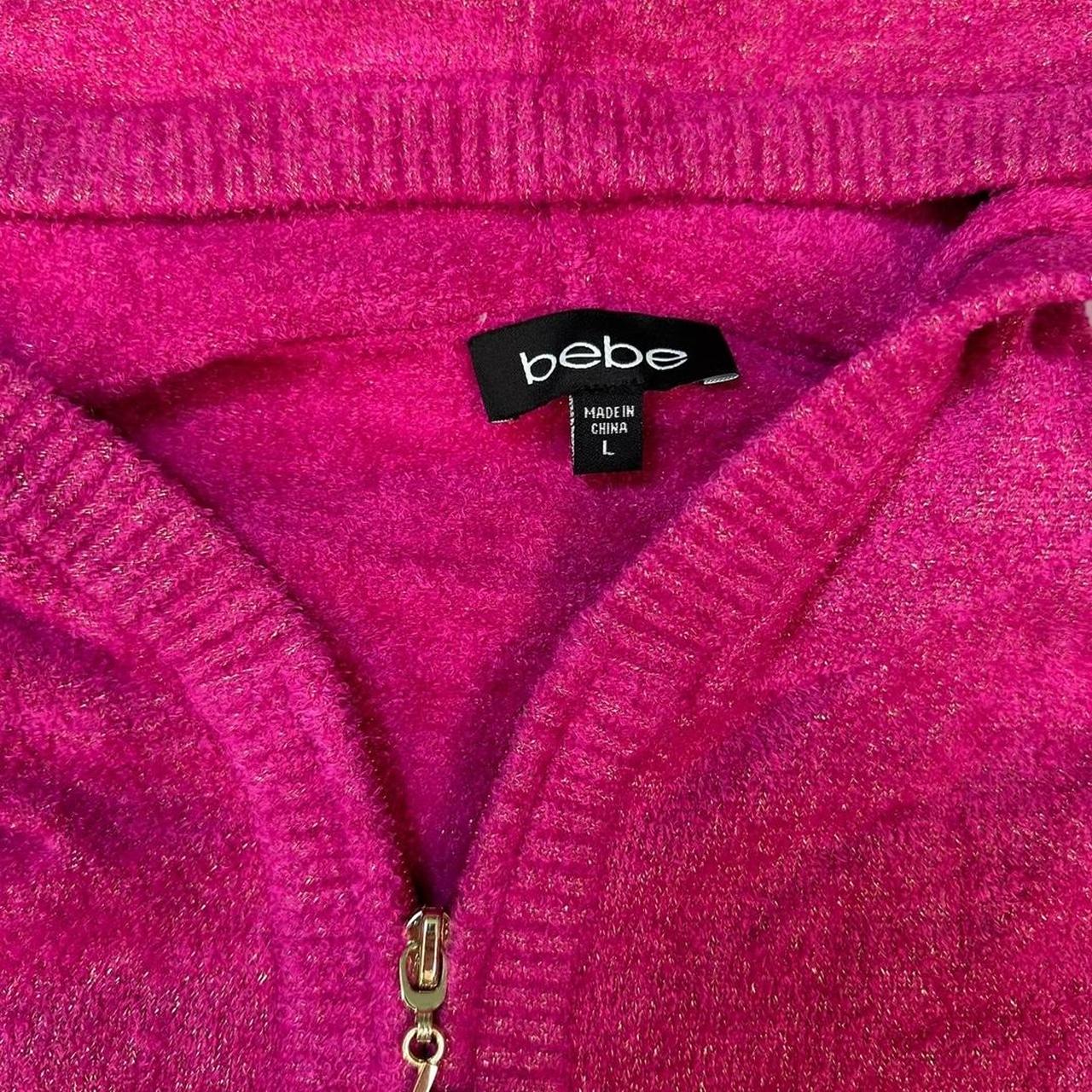 Adorable pink BeBe zip up hoodie sweater🎀 Metallic... - Depop