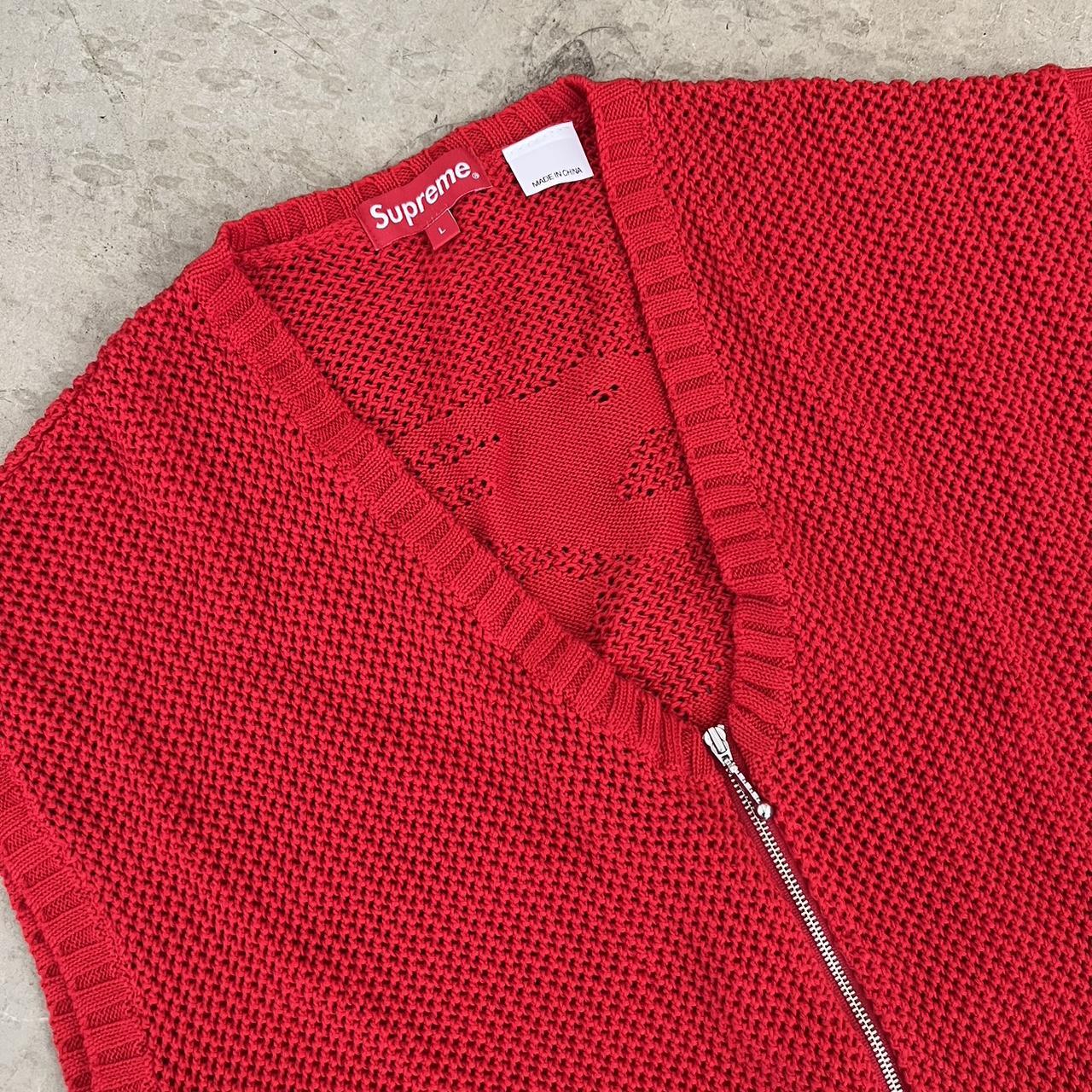 Supreme x Mobb Deep red zip up knit sweater vest.... - Depop