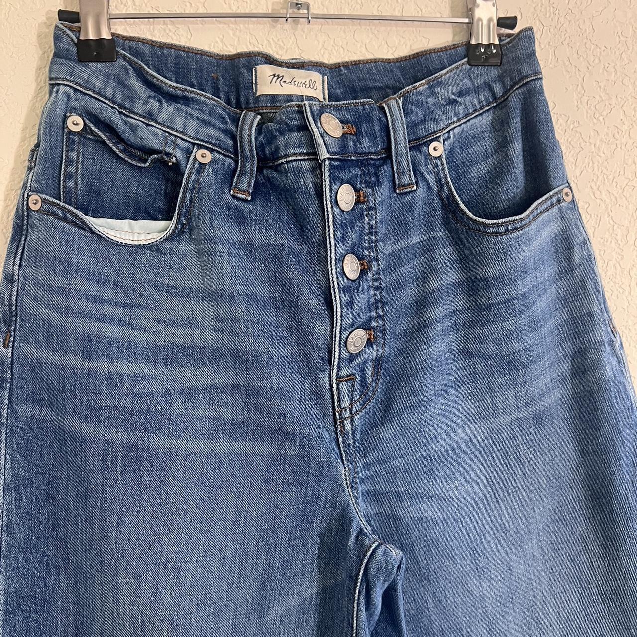 High rise wide leg blue jeans with button fly #jeans - Depop