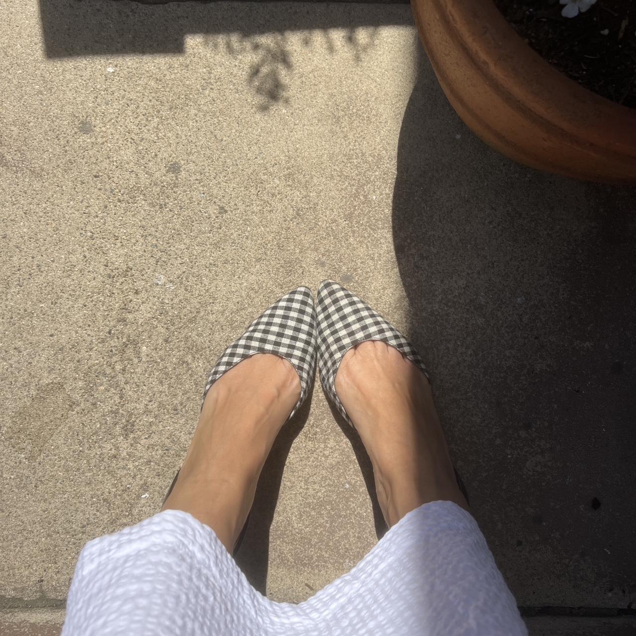 Slingback gingham kitten heels - Depop