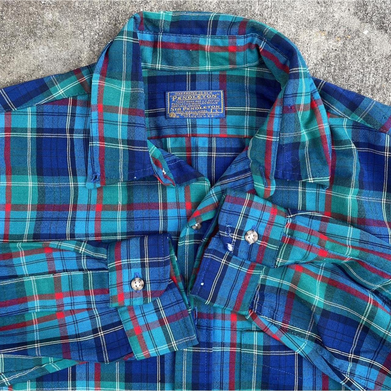 Pendleton Men's Blue and Green Shirt | Depop