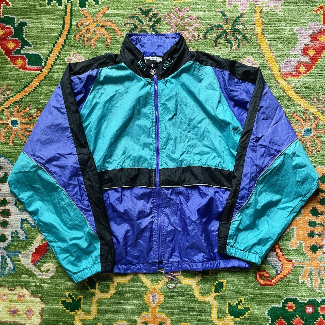 vintage ASICS windbreaker mid 90s ASICS tracksuit... - Depop
