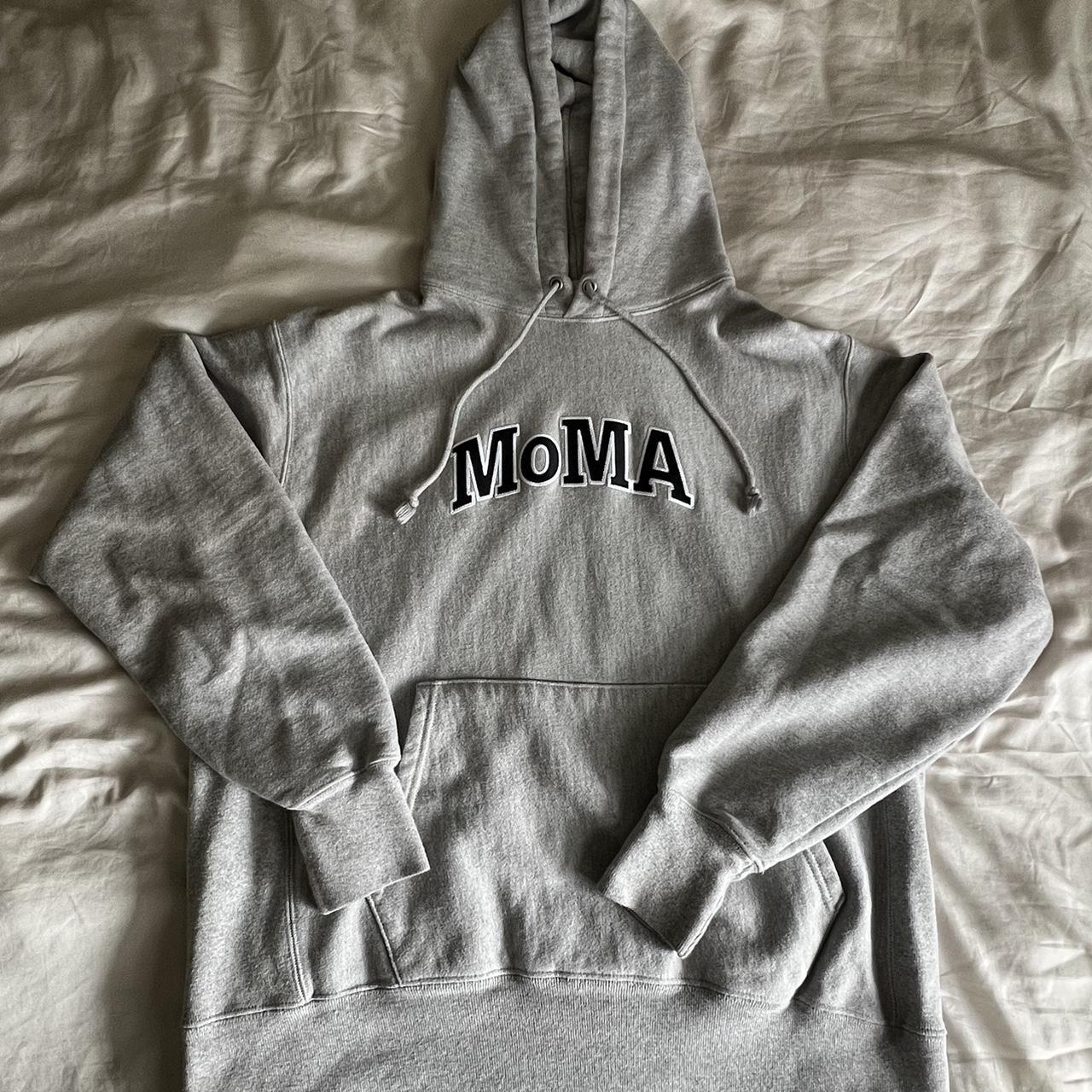 champion x moma grey hoodie in large. been washed... - Depop