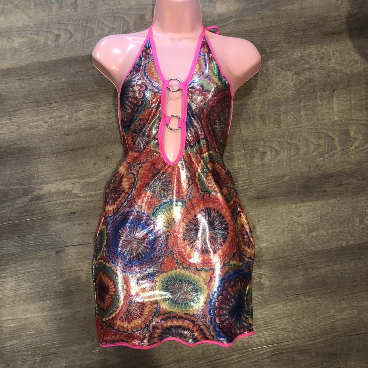Pink Sparkly Handmade Rave/Club Dress ⭐️Fits size... - Depop