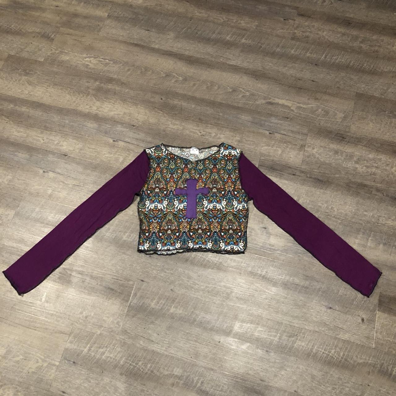 Handmade patchwork cross long sleeve Size medium -... - Depop