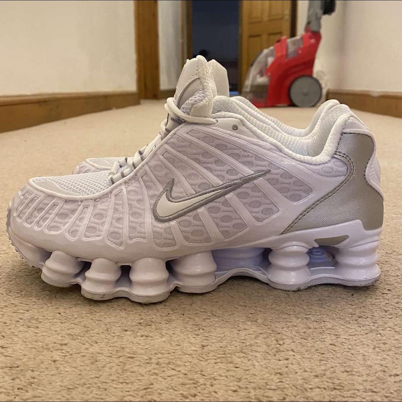 Nike Shox TL White Metallic Silver Size UK... - Depop