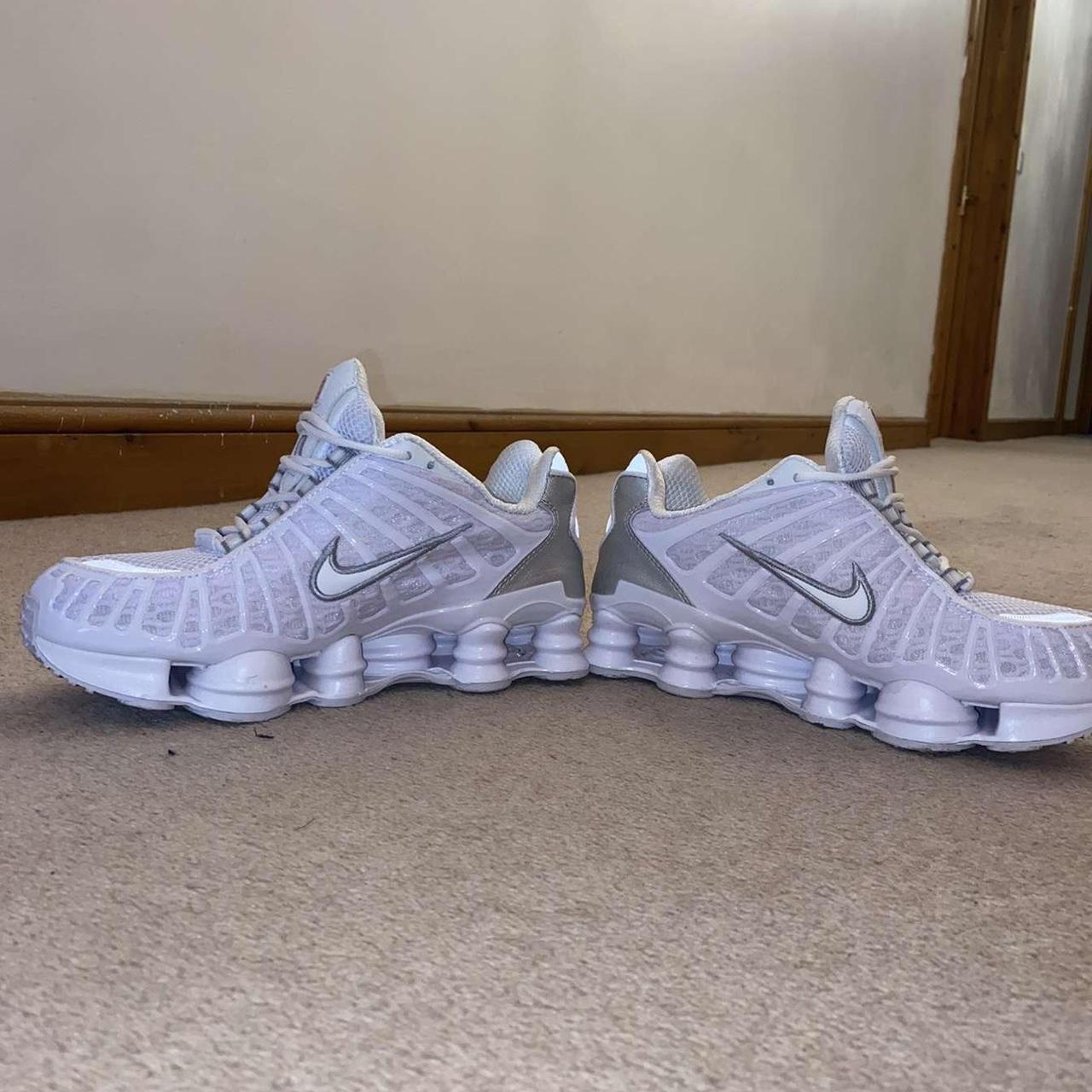 Nike Shox TL White Metallic Silver Size UK... - Depop