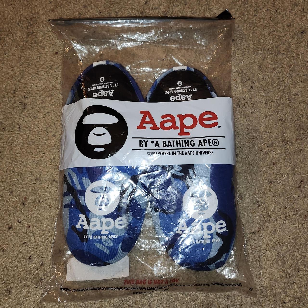 bape slippers. new and in package never worn. blue... | Depop