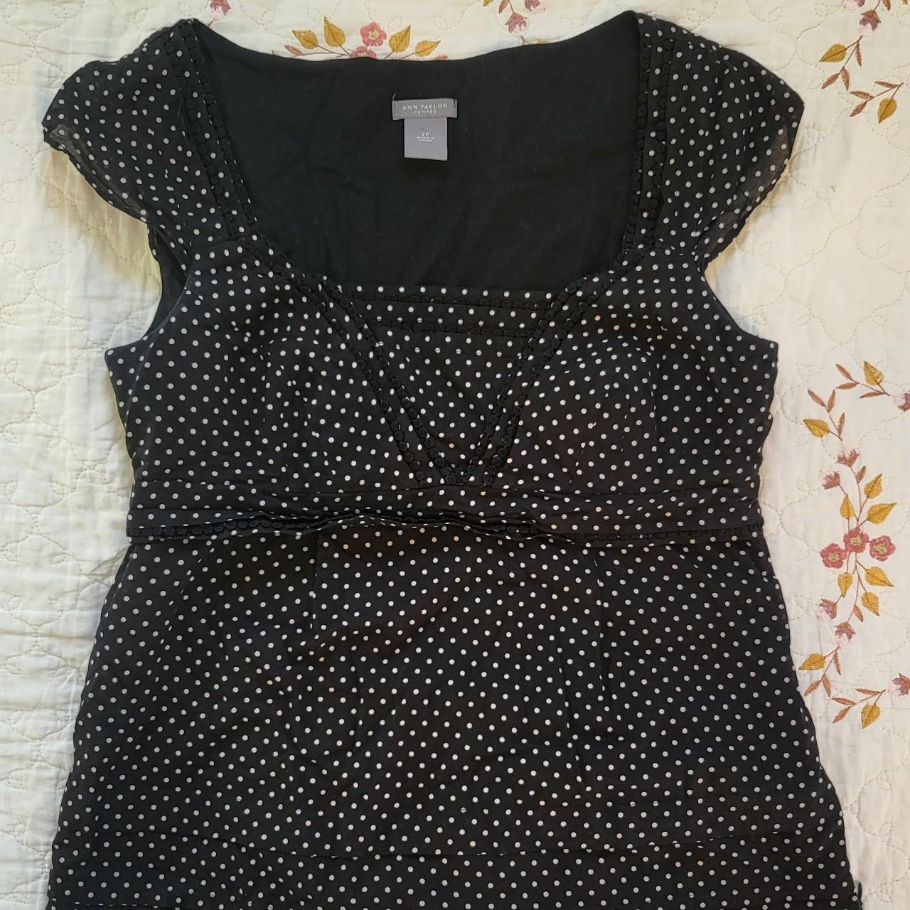 vintage ann taylor milkmaid black + off white... | Depop