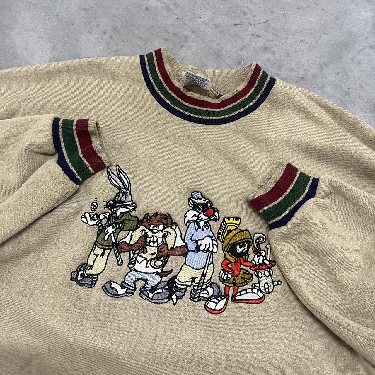 Looney Tunes Men's Brown and Tan Jumper | Depop