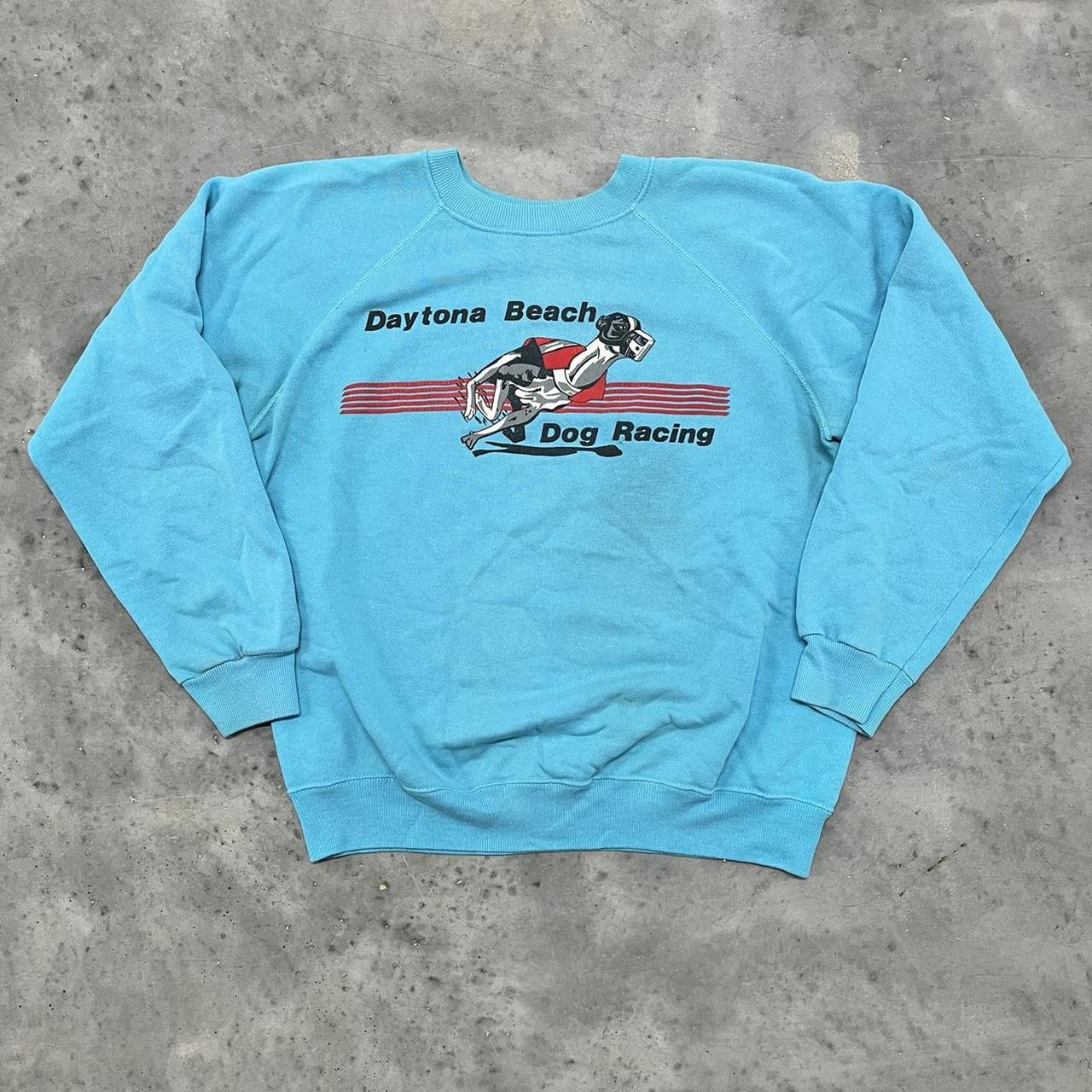 Vintage 80s Boxy Dog Crewneck. 80s Light Blue Boxy... - Depop