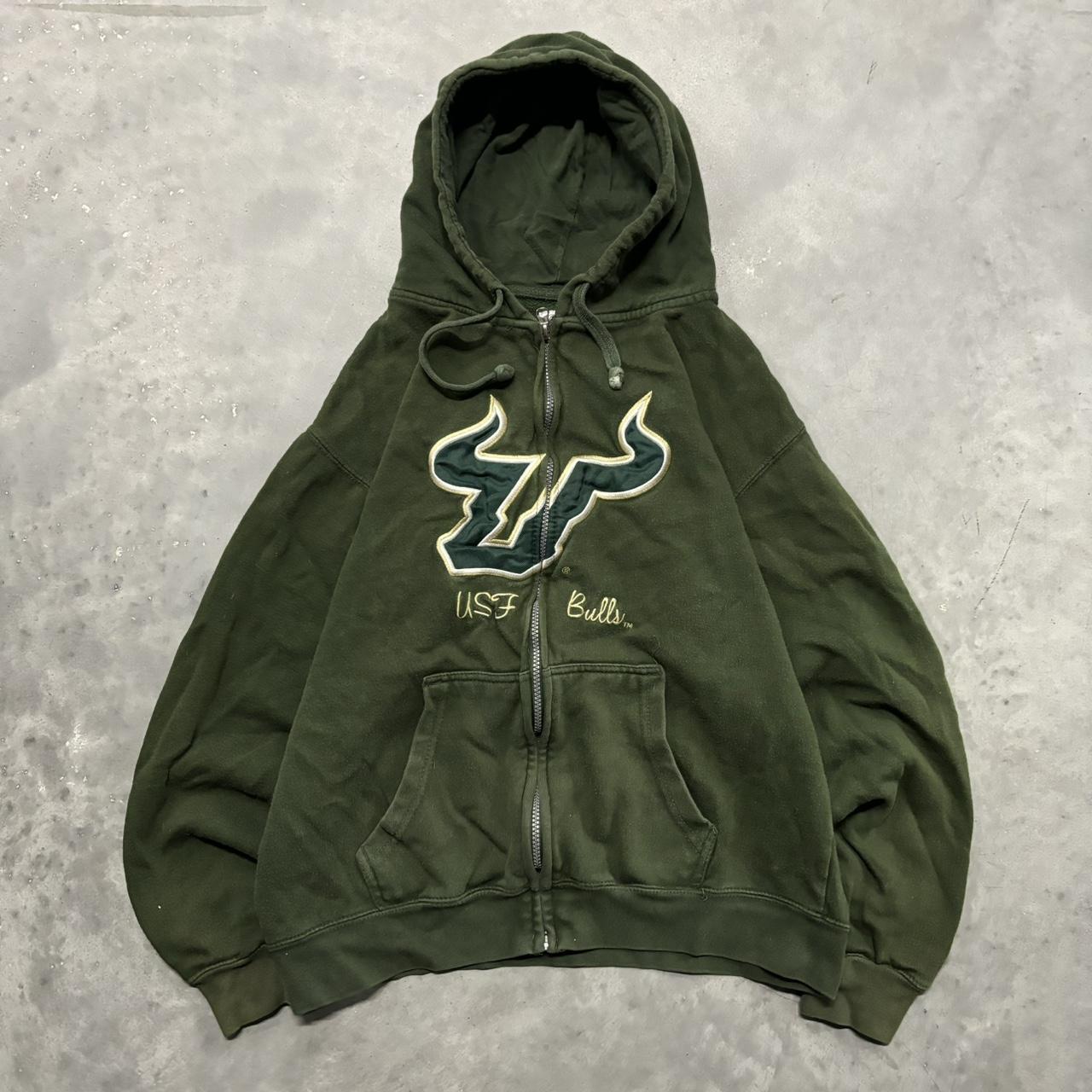 Vintage Y2K/2000s Dark Green USF Bulls College... - Depop