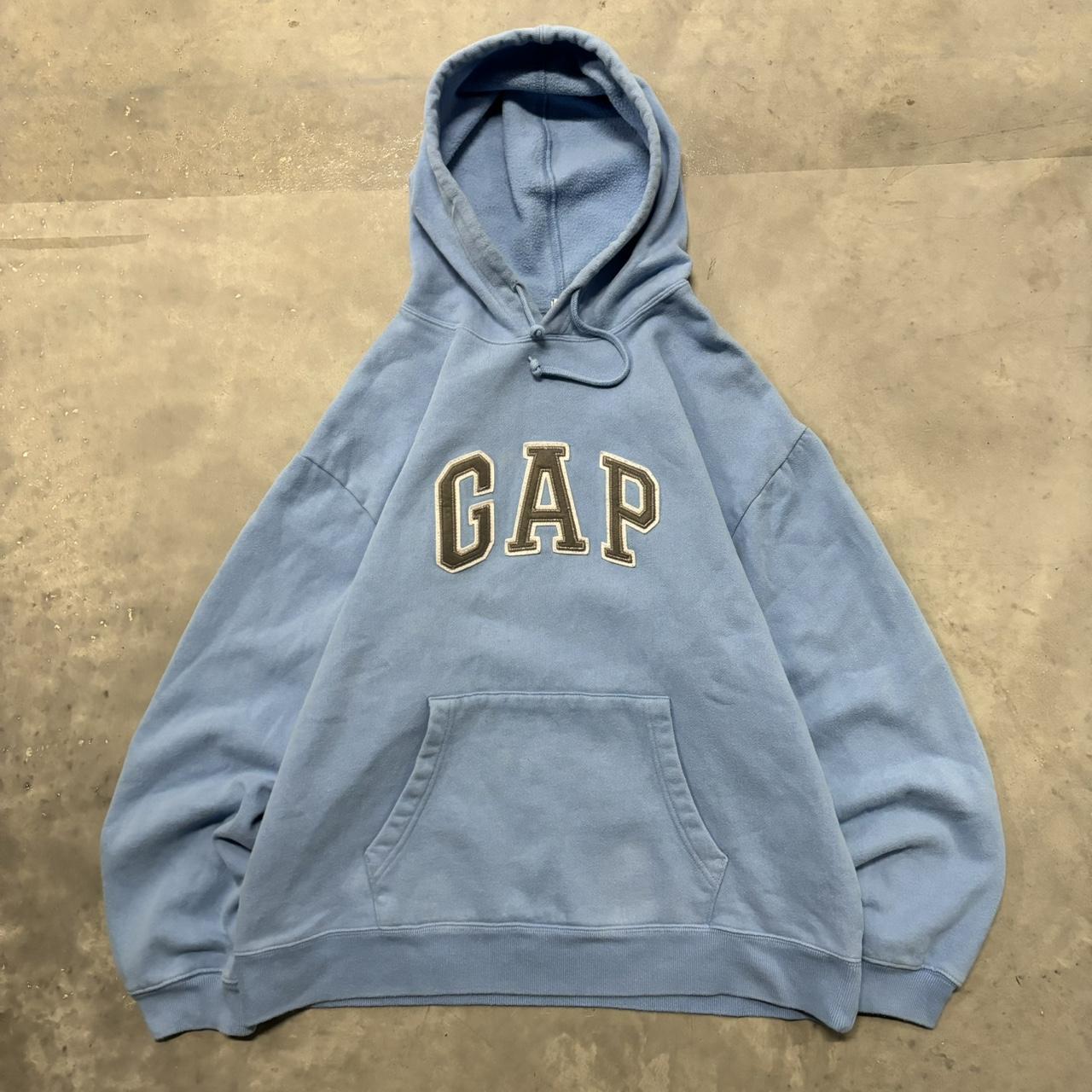 Vintage Y2K/2000s Light Blue Gap Spellout Essential... - Depop