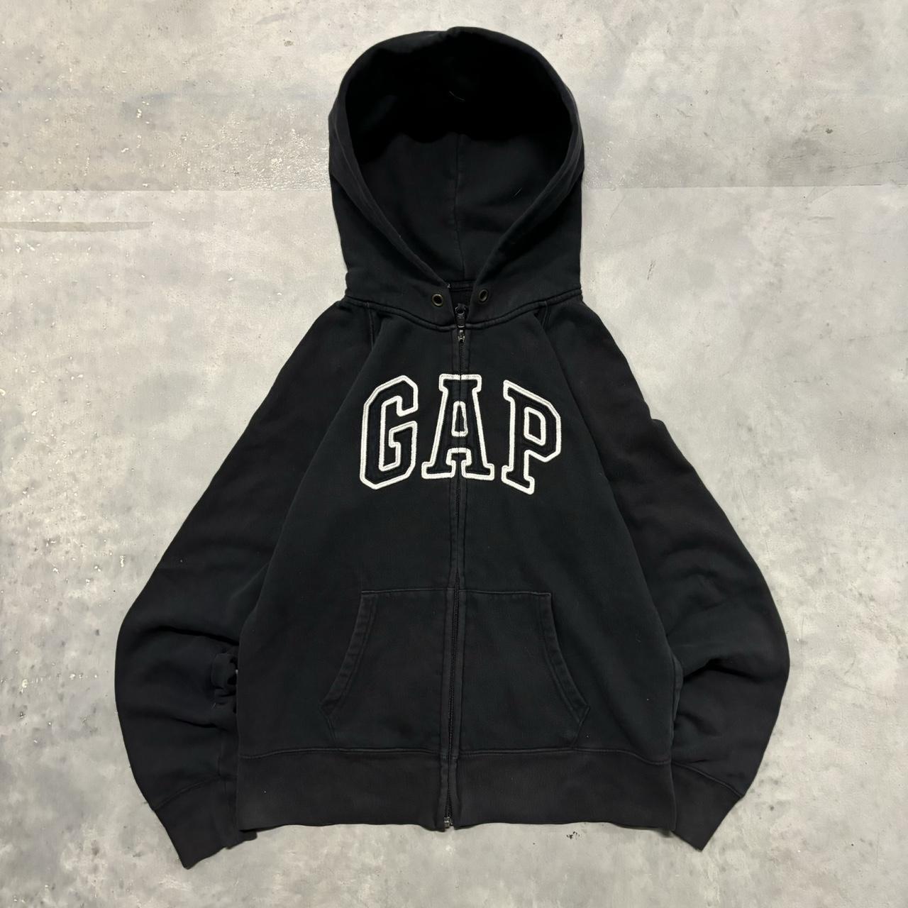 Vintage Y2K/2000s Black Gap Spellout Essential Zip... - Depop