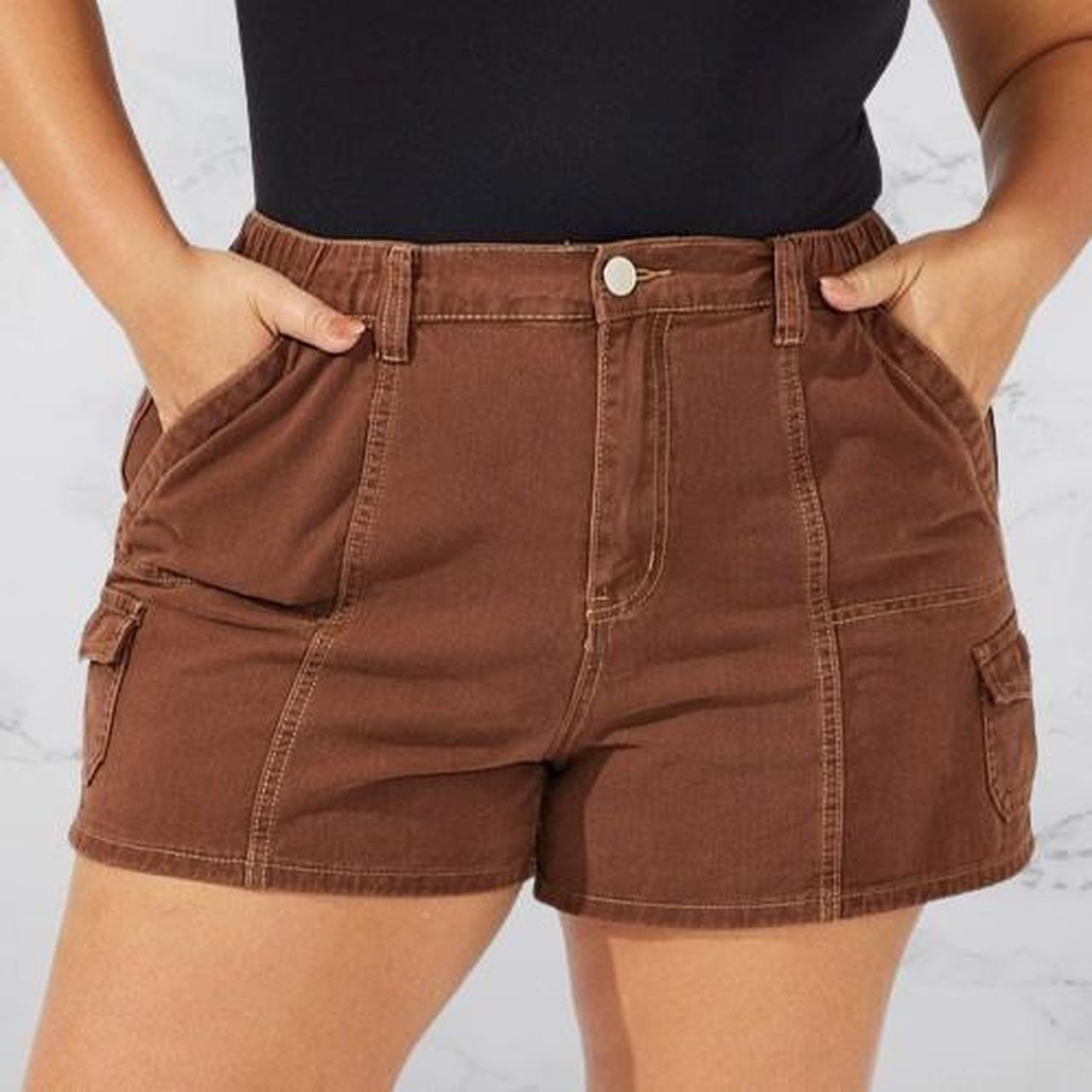 You + All Brown Cargo Shorts Worn once Size: 20 AUS... - Depop