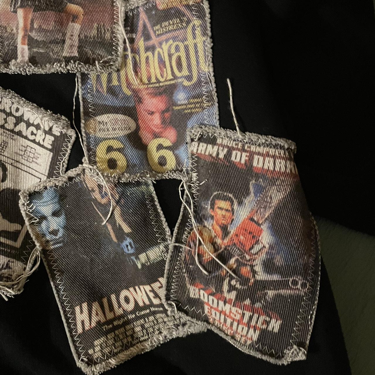 horror patchwork hoodie in a size large. the hoodie... - Depop