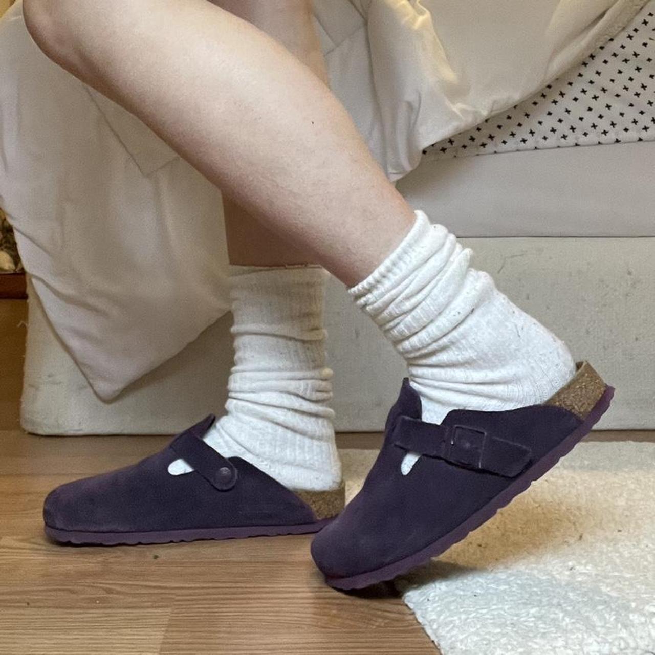 Dark Purple Birkenstock Suede Clogs Very cute easy... - Depop