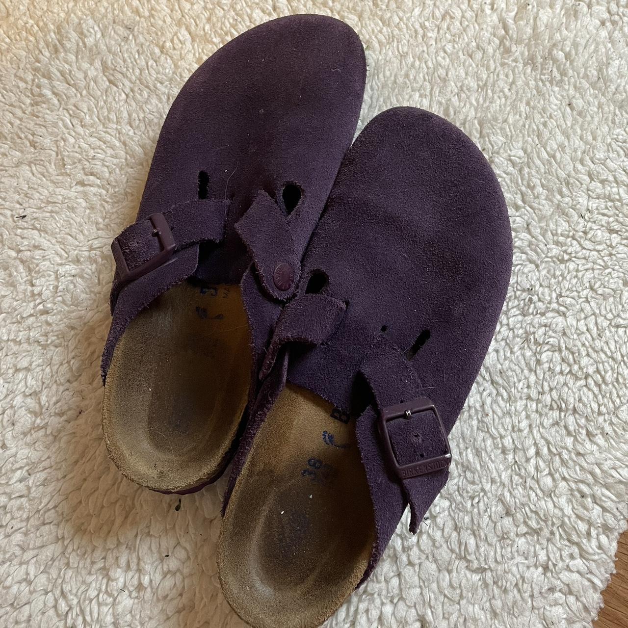 Dark Purple Birkenstock Suede Clogs Very cute easy... - Depop