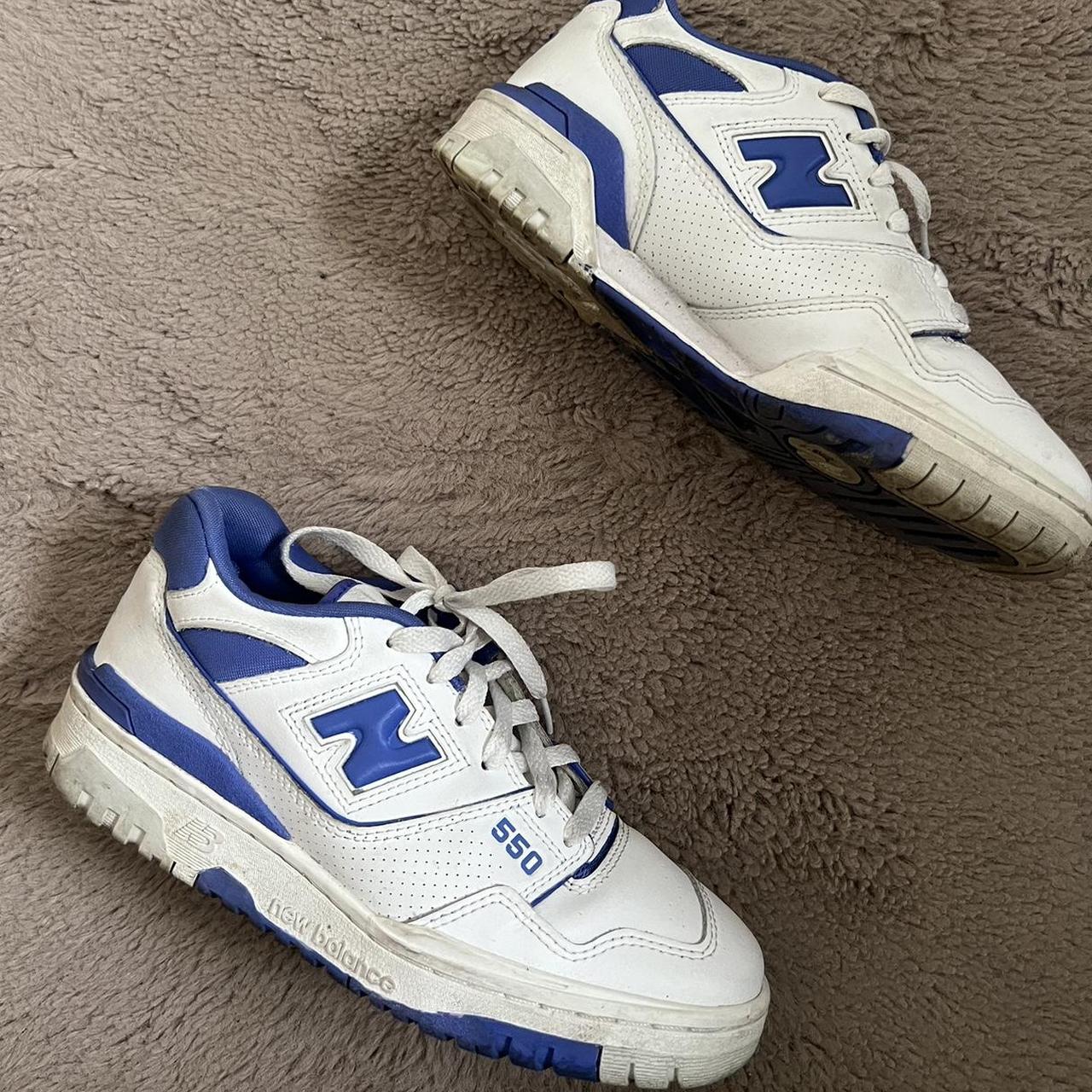 New balance 550s sneakers white and purple size 7W.... - Depop