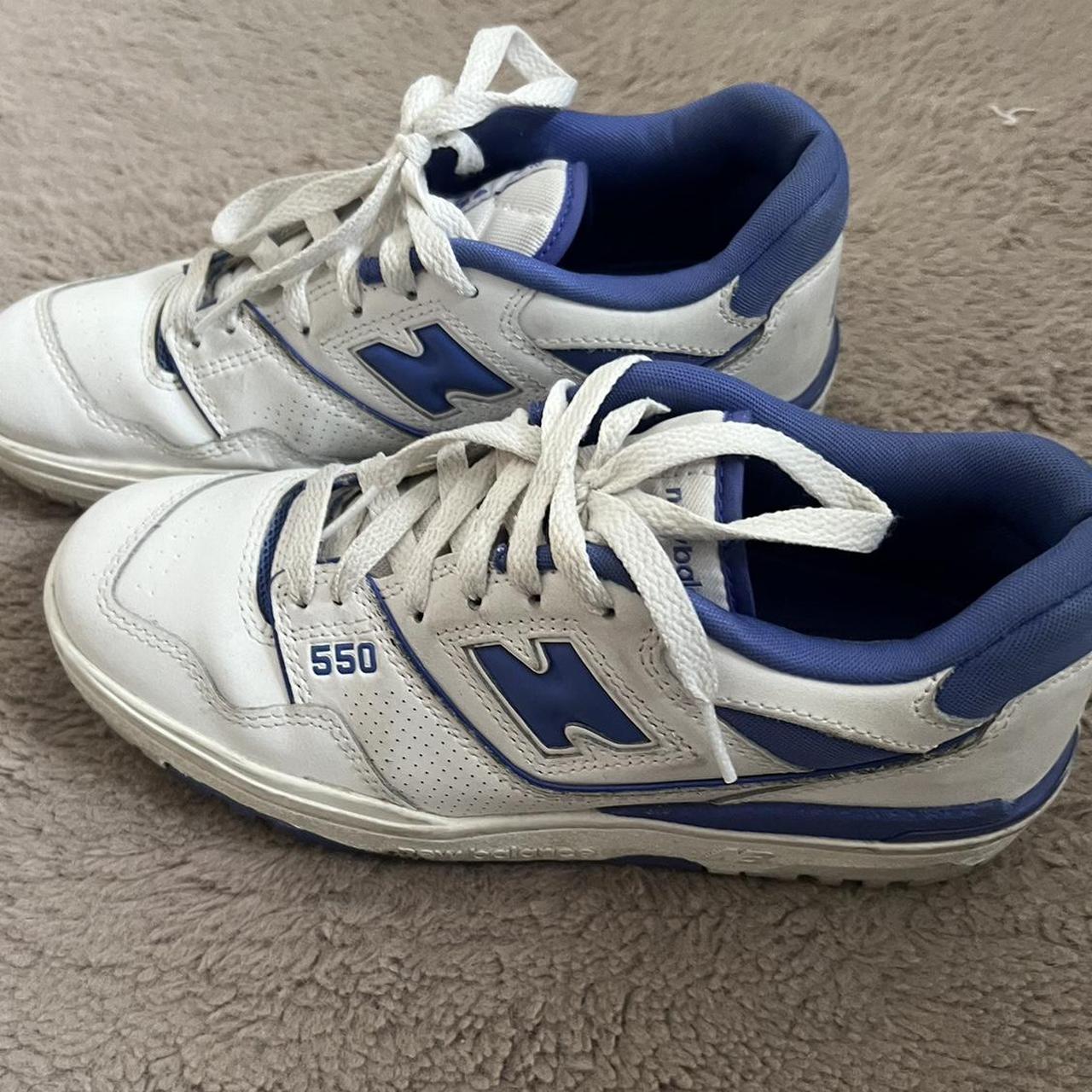 New balance 550s sneakers white and purple size 7W.... - Depop