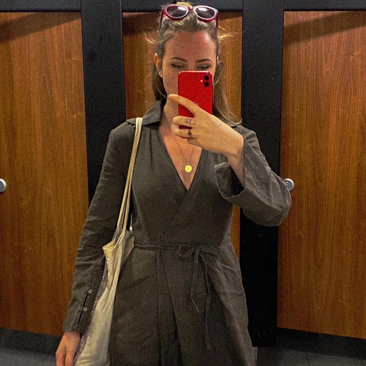 Massimo Dutti linen collared wrap dress with pockets... | Depop