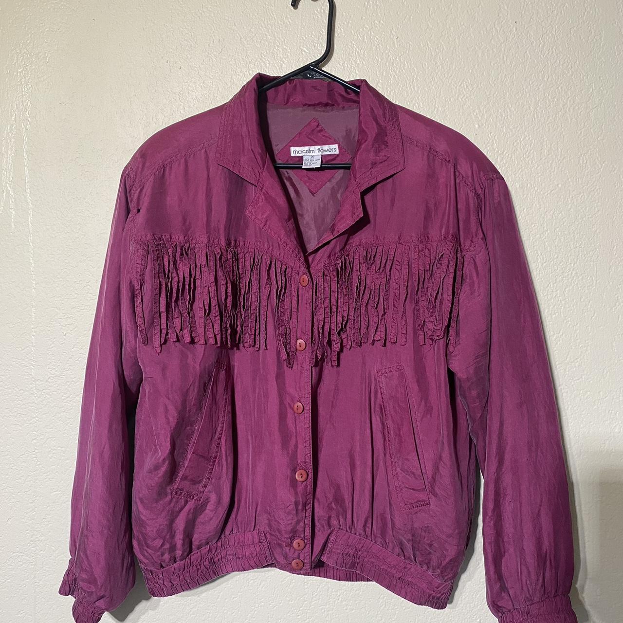 Purple fringe jacket with a 90s vibe from Malcom... - Depop