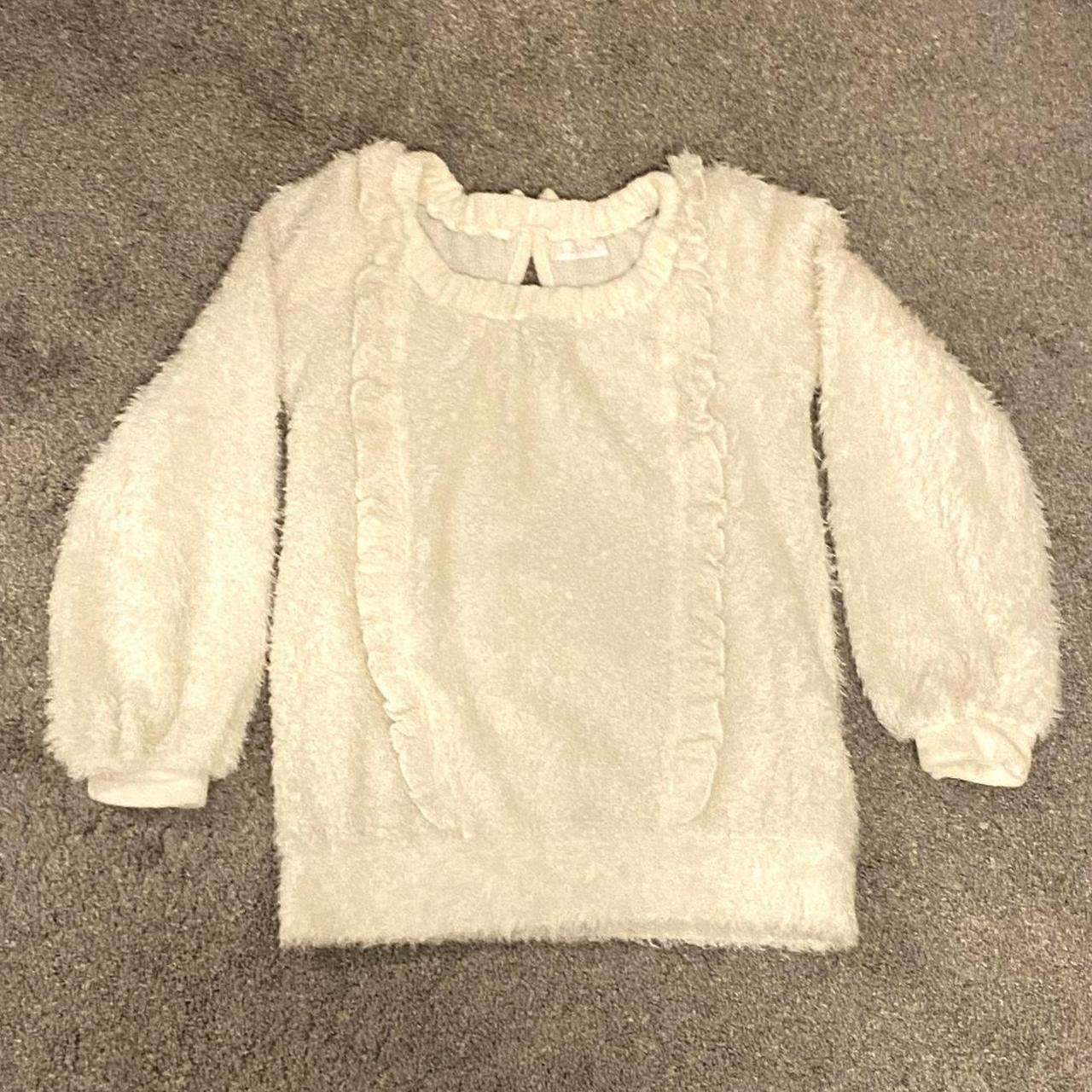Liz Lisa frilly fuzzy sweater Has a cute bow design... - Depop