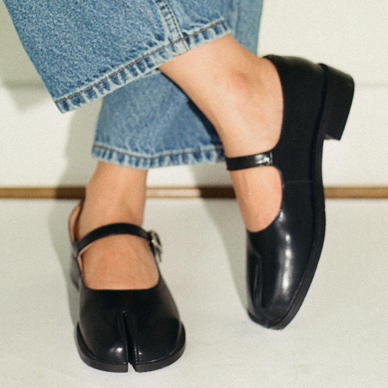 Black tabis w/ strap Genuine leather Branded... | Depop