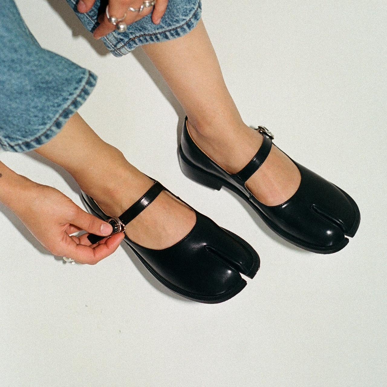 Black tabis w/ strap Genuine leather Branded... | Depop