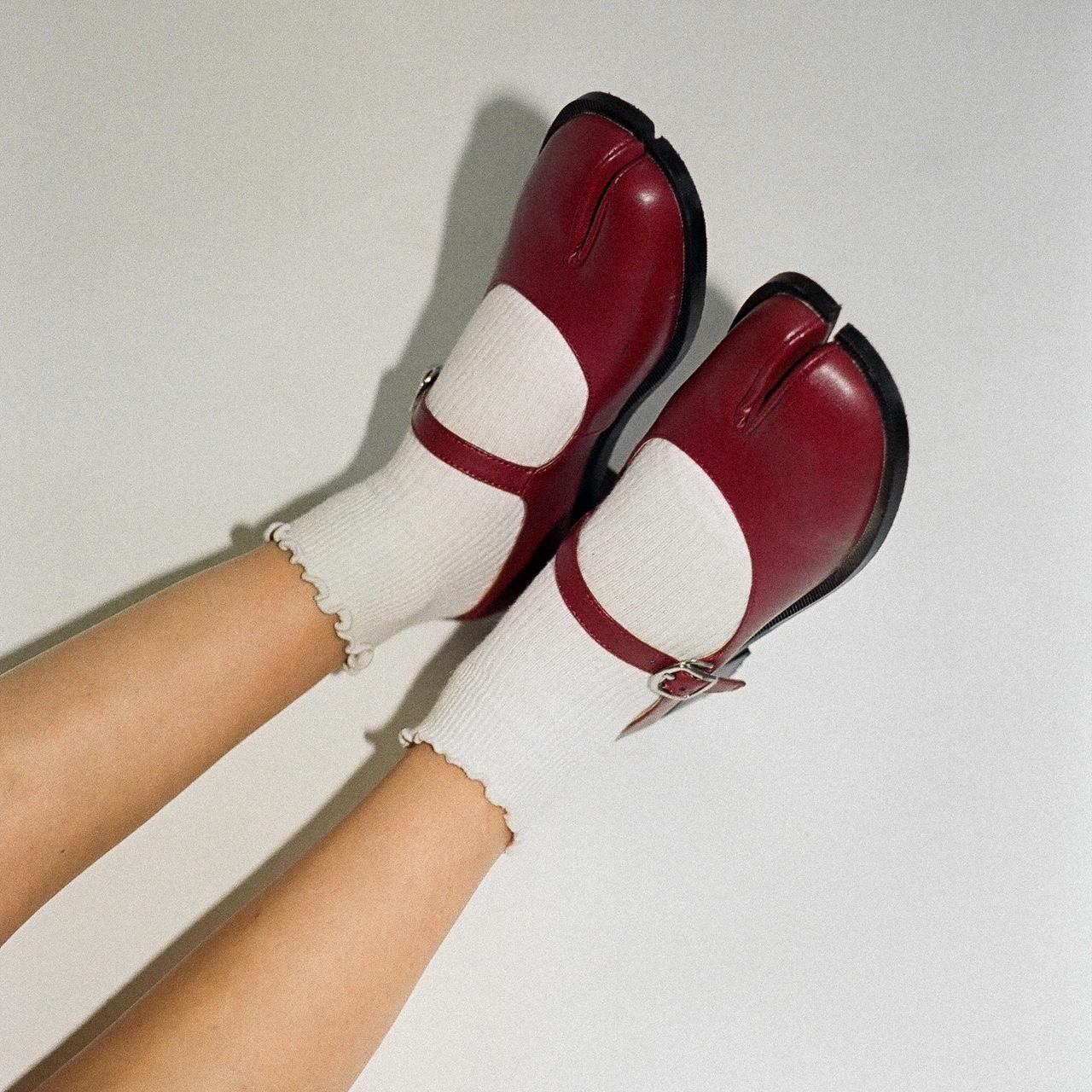 Red tabis w/ strap Genuine leather!!! Branded... - Depop