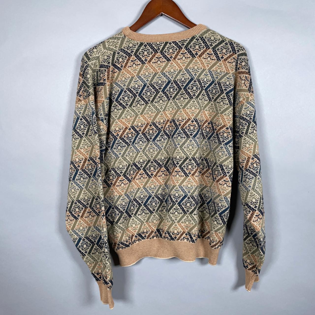 Vintage dad style diamond pattern sweater TSR... | Depop