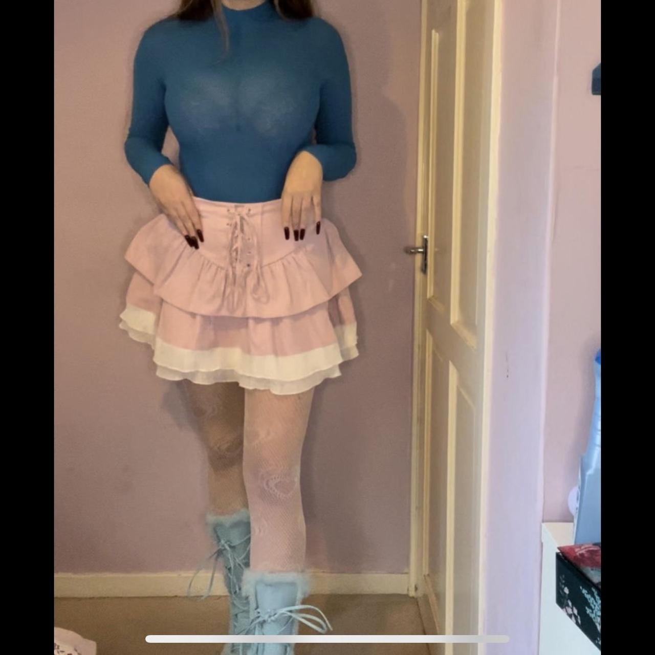 SHEIN X Jadee Vice SHEIN MOD Lace Up Front Two Layer... - Depop