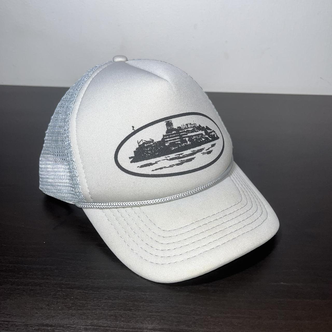 Corteiz Alcatraz Trucker Hat Grey/Black Rare... - Depop